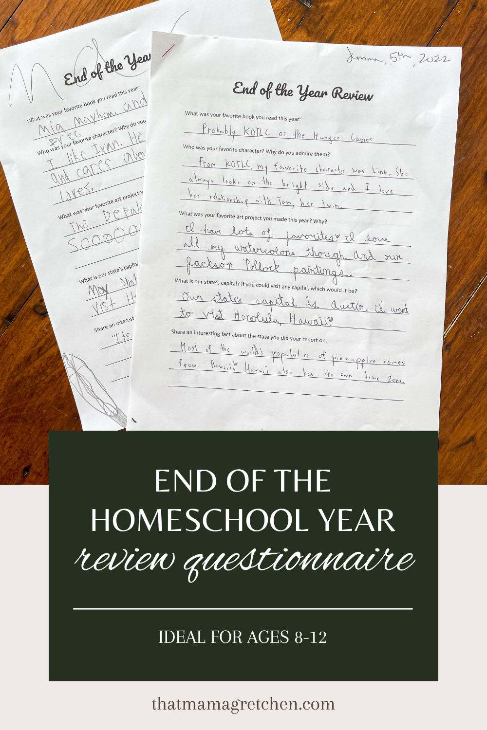 Free Printable: Homeschool End of the Year Review Questionnaire